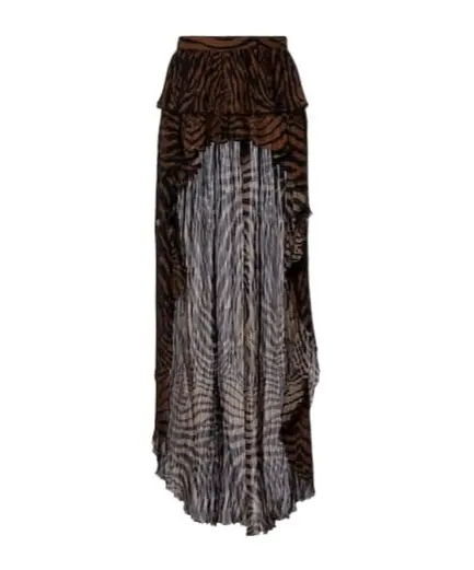 Blumarine Asymmetric Ruffled Printed Maxi Skirt