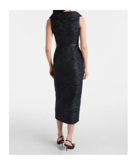 SELF-PORTRAIT Tie-waist Tweed Midi Dress