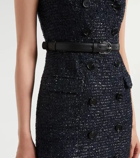 SELF-PORTRAIT Tie-waist Tweed Midi Dress
