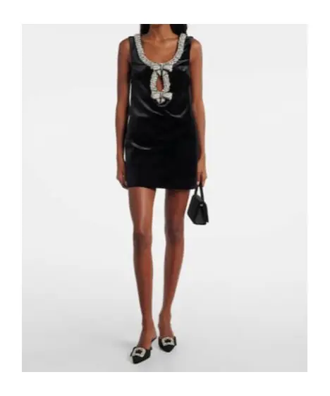 SELF-PORTRAIT Crystal-embellished Velvet Minidress