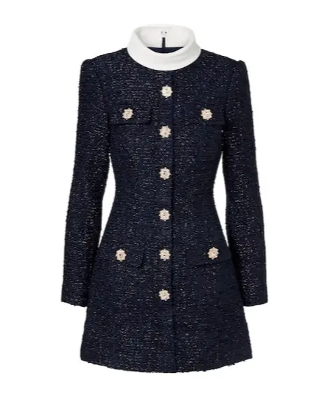 SELF-PORTRAIT Wool Terry Mini Dress - Black
