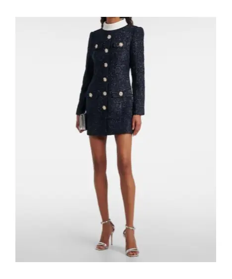 SELF-PORTRAIT Wool Terry Mini Dress