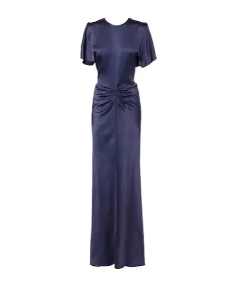 Victoria Beckham Isabella Gathered Satin Gown - Blue