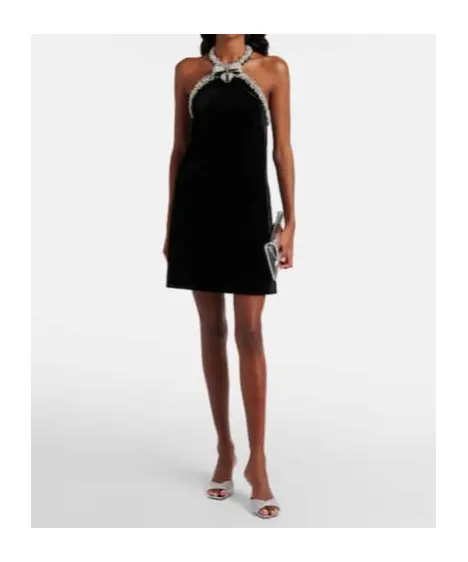 SELF-PORTRAIT Crystal-embellished Velvet Minidress
