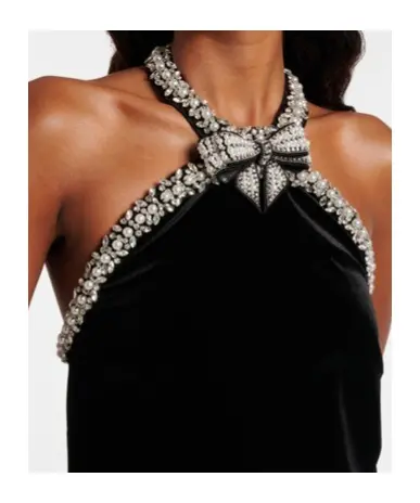 SELF-PORTRAIT Crystal-embellished Velvet Minidress