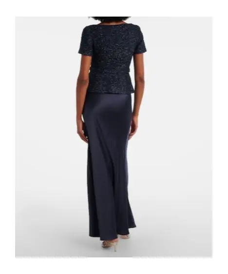 SELF-PORTRAIT Embellished Tweed Satin Maxi Dress