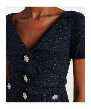 SELF-PORTRAIT Embellished Tweed Satin Maxi Dress