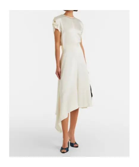 Victoria Beckham Asymmetrical Crêpe Satin Midi Dress - White
