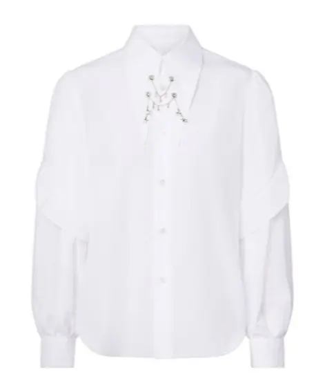 Comme Des Garçons Embellished Cotton Shirt - White