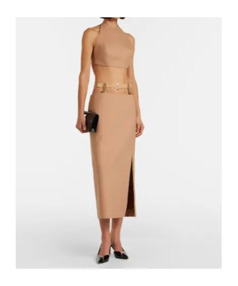 MUGLER Cutout Wool-blend Pencil Skirt