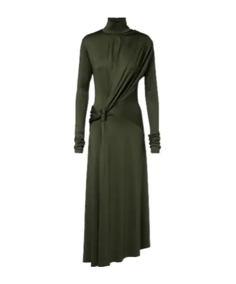 Victoria Beckham Gathered Turtleneck Midi Dress - Black