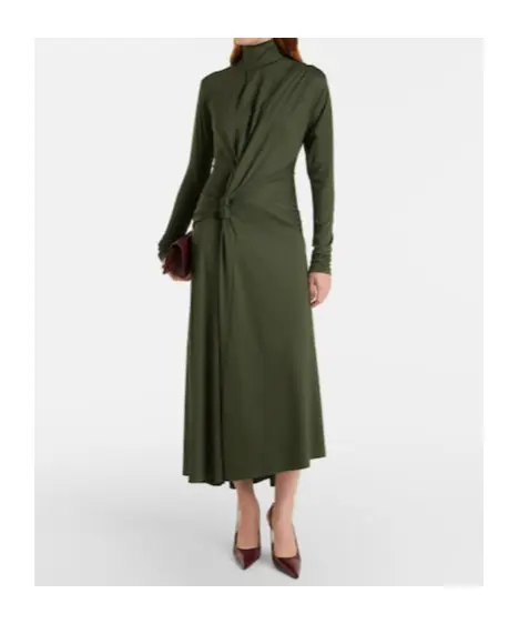 Victoria Beckham Gathered Turtleneck Midi Dress