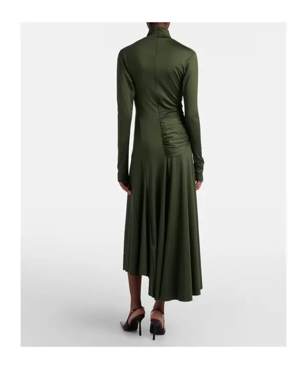 Victoria Beckham Gathered Turtleneck Midi Dress
