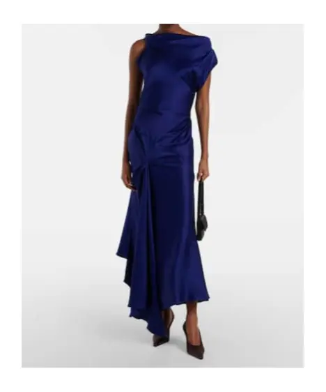 Victoria Beckham Draped Asymmetric Satin Midi Dress