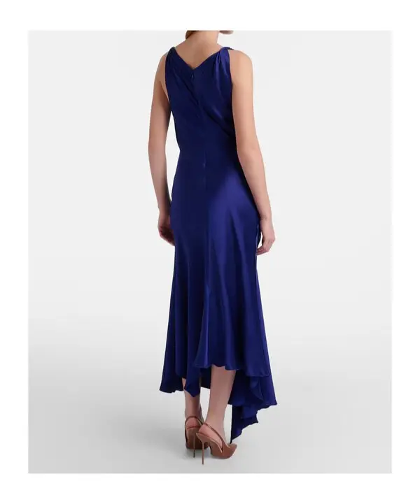 Victoria Beckham Draped Asymmetric Satin Midi Dress