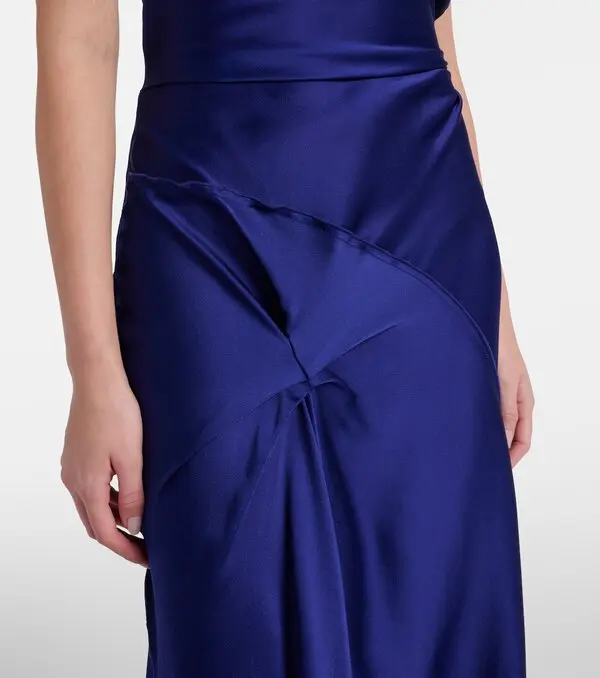 Victoria Beckham Draped Asymmetric Satin Midi Dress