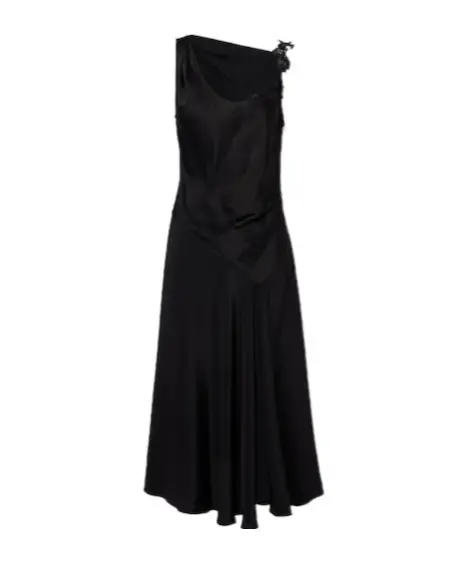 Victoria Beckham Lace-trimmed Crêpe Satin Midi Dress - Black