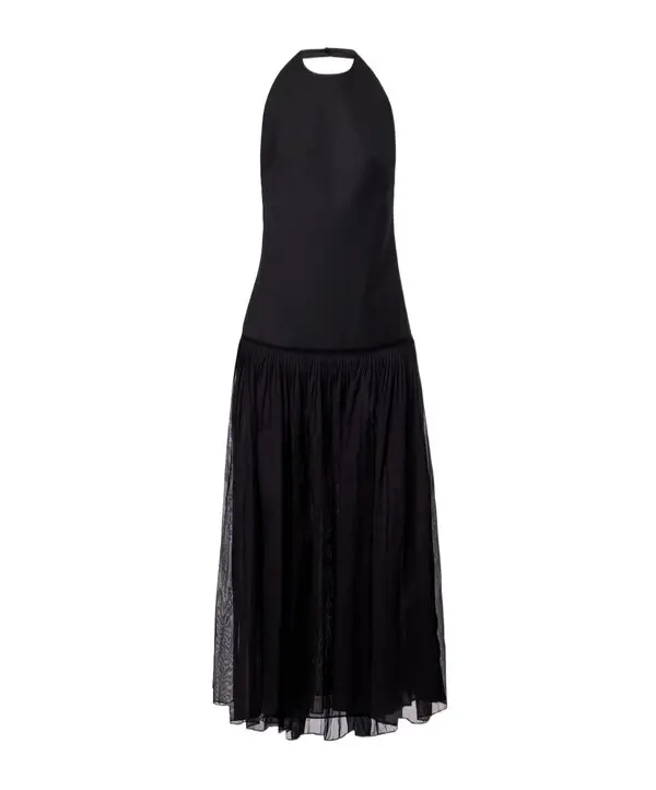 RÓHE Pleated Wool-blend Muslin Maxi Dress