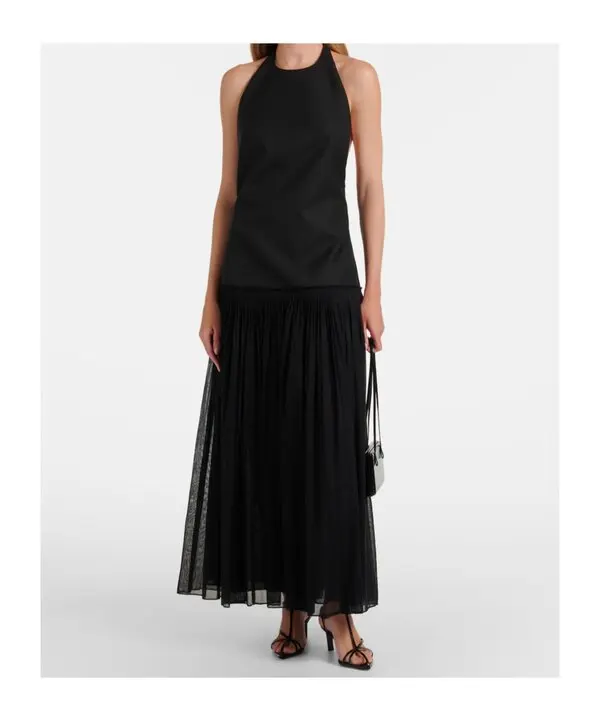 RÓHE Pleated Wool-blend Muslin Maxi Dress