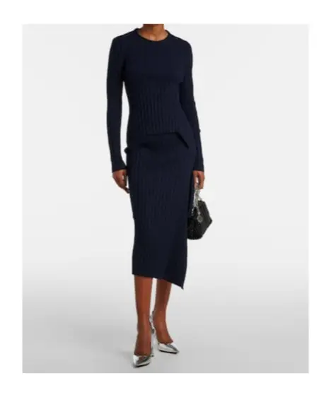 Stella McCartney Ribbed-knit Ruffled Cotton Midi Skirt