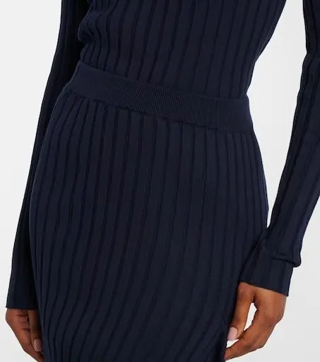 Stella McCartney Ribbed-knit Ruffled Cotton Midi Skirt