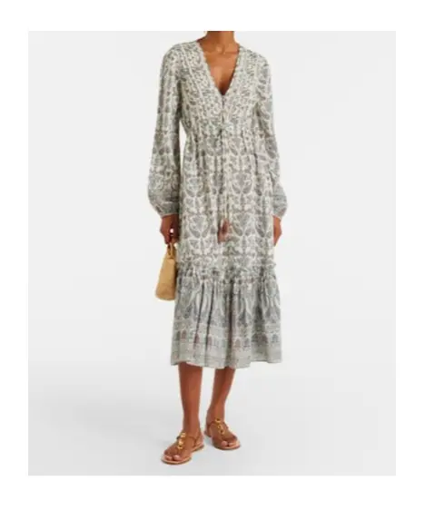 Veronica Beard Vani Paisley Ruffled Midi Dress