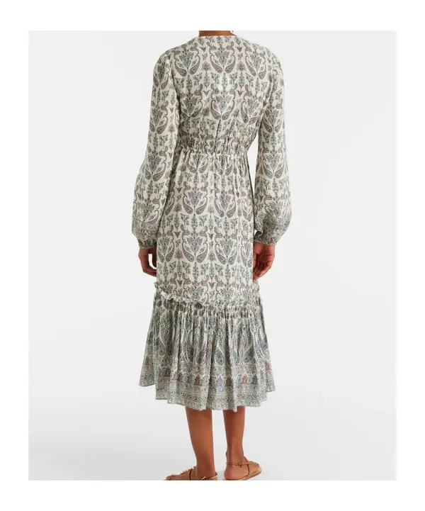Veronica Beard Vani Paisley Ruffled Midi Dress