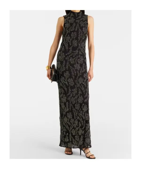 Veronica Beard Sylven Beaded Georgette Maxi Dress