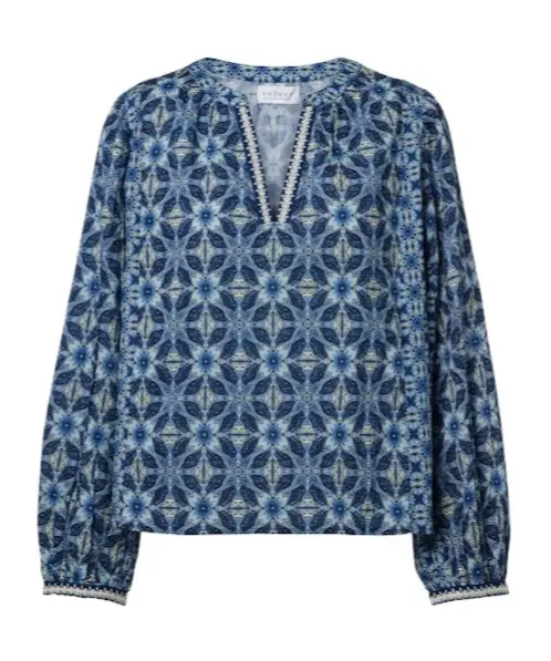 Velvet By Graham & Spencer Claudie Printed Cotton Blouse