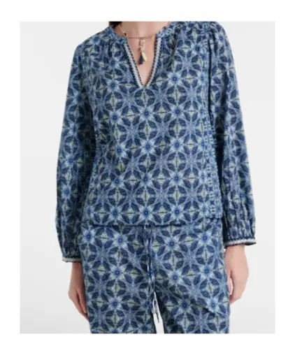 Velvet By Graham & Spencer Claudie Printed Cotton Blouse