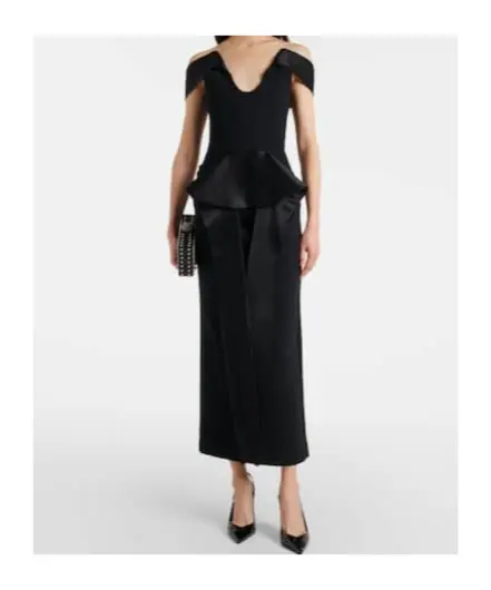 Maticevski Barrier Off-shoulder Satin Midi Dress