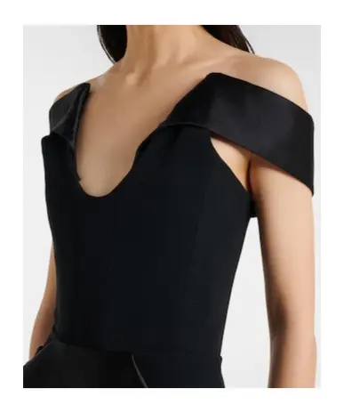 Maticevski Barrier Off-shoulder Satin Midi Dress