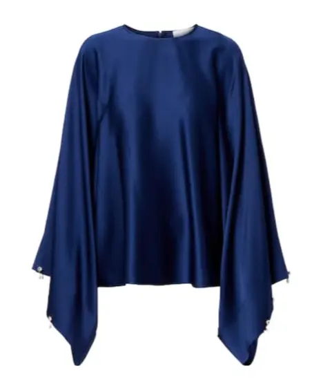 Stella McCartney Faux Pearl-embellished Satin Top - Blue
