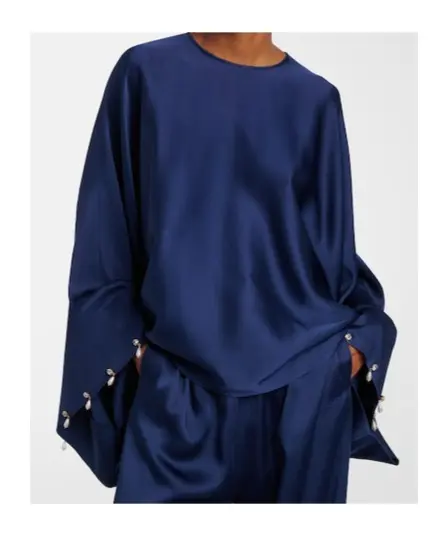 Stella McCartney Faux Pearl Embellished Satin Top