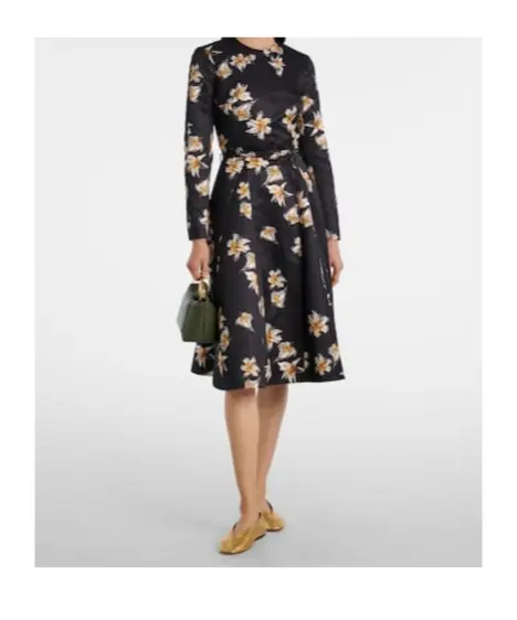 EMILIA WICKSTEAD Floral Duchess Satin Midi Dress - Black
