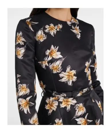 EMILIA WICKSTEAD Floral Duchess Satin Midi Dress - Black