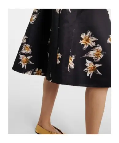 EMILIA WICKSTEAD Floral Duchess Satin Midi Dress - Black