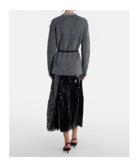 SELF-PORTRAIT Sequined High-rise Midi Skirt