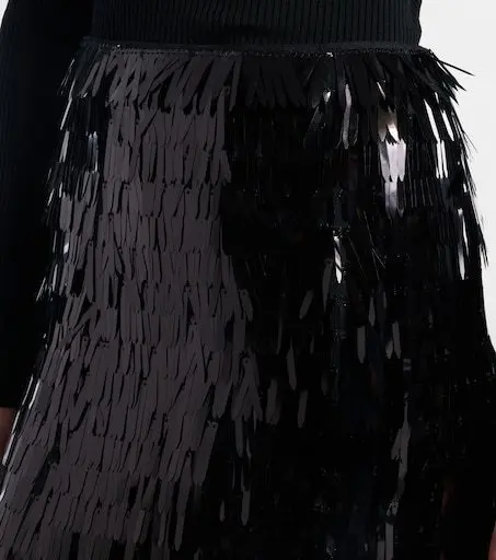 SELF-PORTRAIT Sequined High-rise Midi Skirt