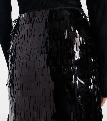 SELF-PORTRAIT Sequined High-rise Midi Skirt