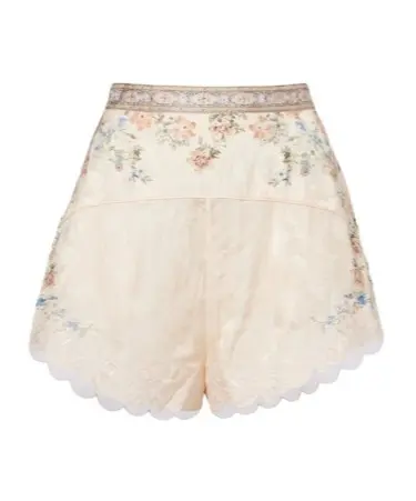 Camilla Embellished Floral Lace-trimmed High-rise Shorts - White