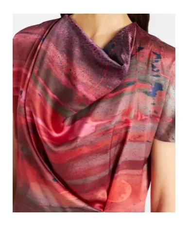 ROKSANDA Printed Draped Silk Satin Top