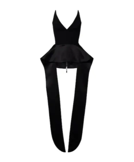 Maticevski Frame Peplum Satin Top - Black