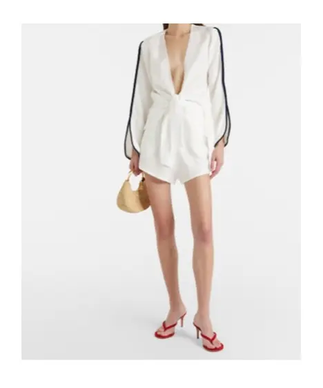 ADRIANA DEGREAS Linen-blend Bermuda Shorts With Contrast Trims