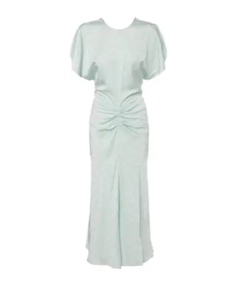 Victoria Beckham Gathered Jacquard Midi Dress
