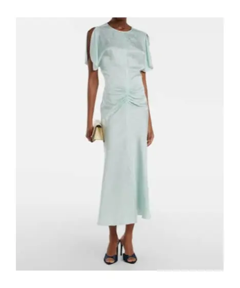 Victoria Beckham Gathered Jacquard Midi Dress