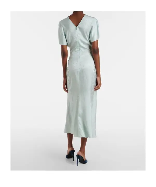 Victoria Beckham Gathered Jacquard Midi Dress