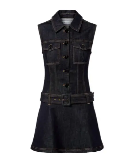 SELF-PORTRAIT Belted Denim Minidress