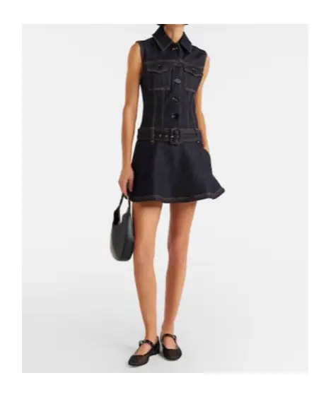 SELF-PORTRAIT Belted Denim Minidress