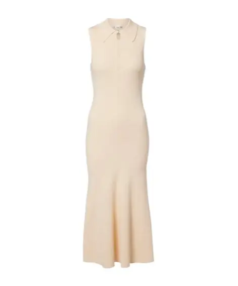 Victoria Beckham Mira Ribbed-knit Midi Dress - Nude